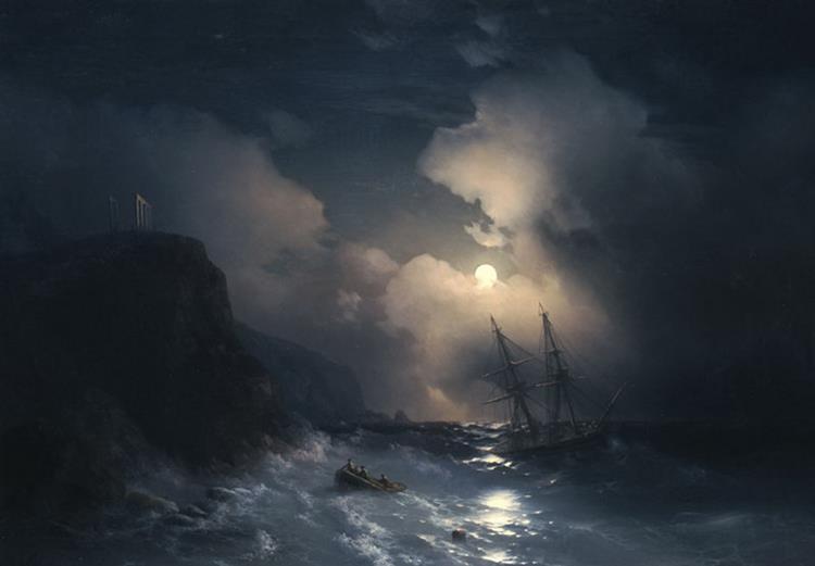 Tempest by Sounion, 1856 - Ivan Aivazovsky - WikiArt.org
