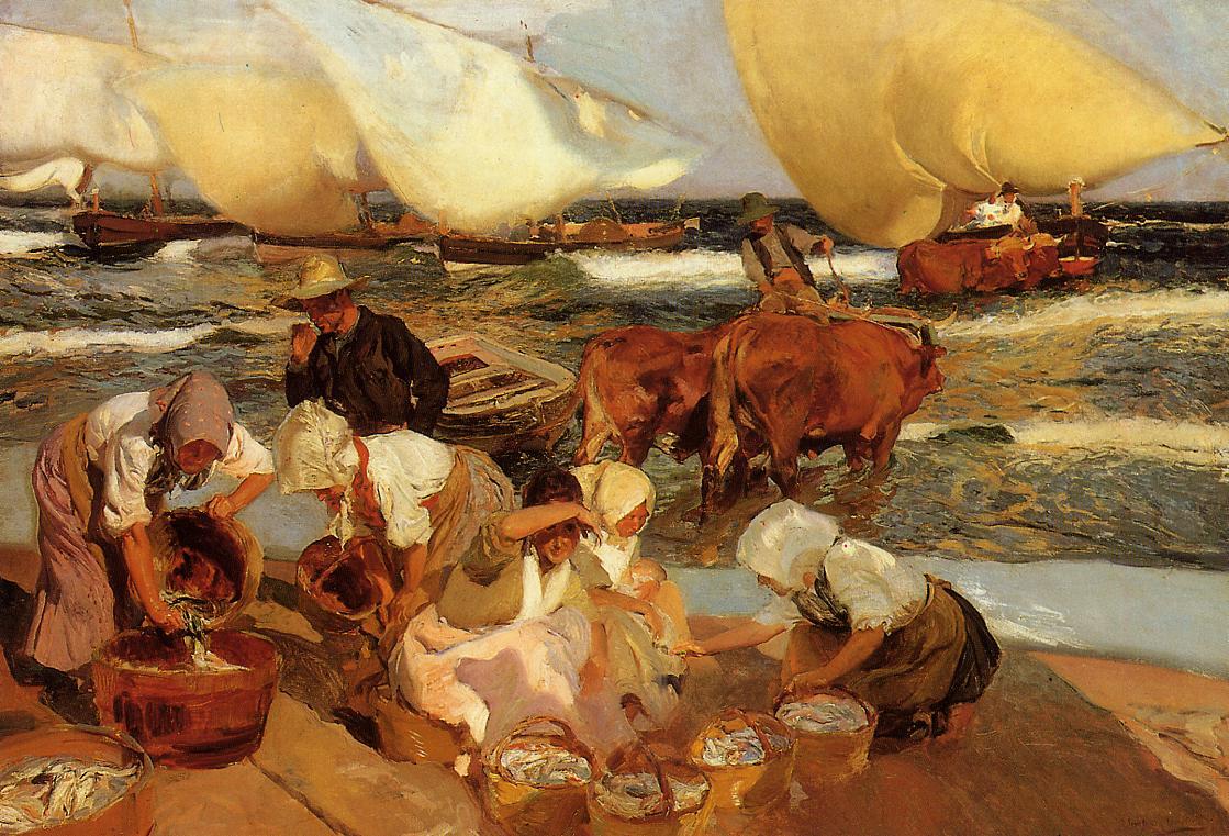 Beach at Valencia, 1908 - Joaquín Sorolla - WikiArt.org - encyclopedia ...